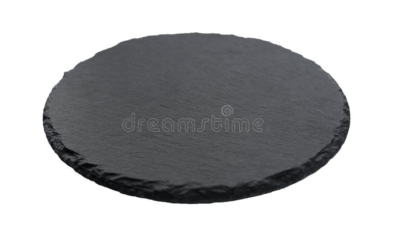 Selective Focus of Black Slate Round Stone Isolated on White Background ...
