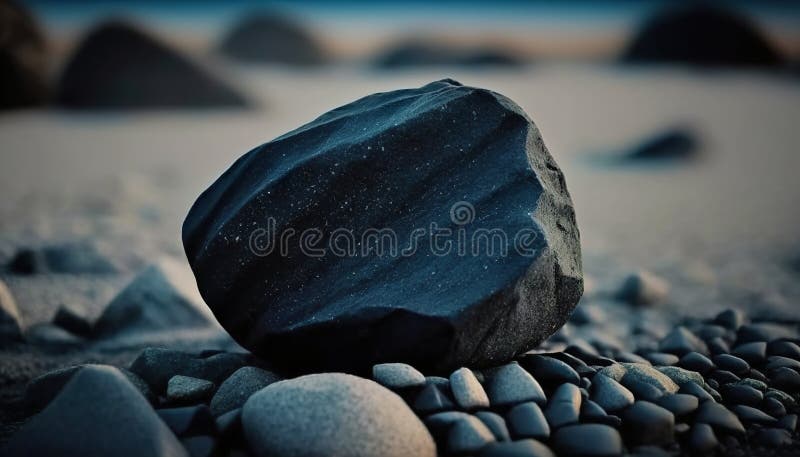 Selective Focus of Black Stone Texture. Beautiful Marine View at the Seaside Stock Illustration ...