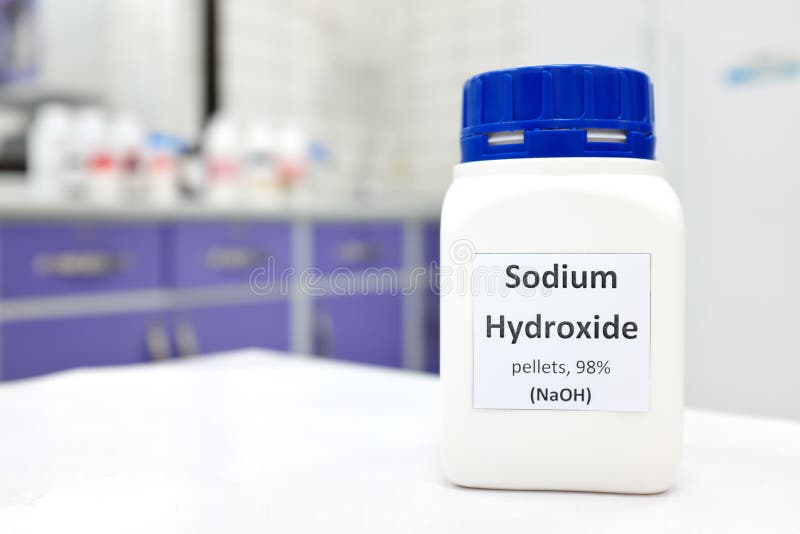 Selective Focus of a Bottle of Pure Sodium Hydroxide or NaOH Chemical ...