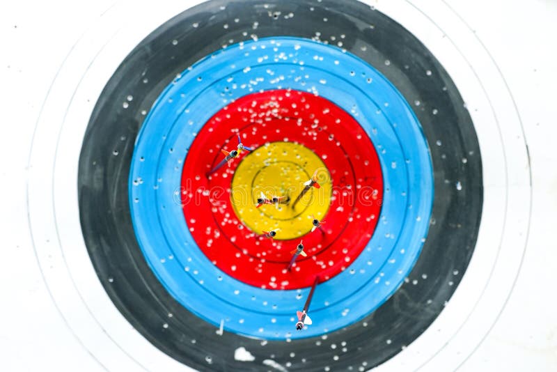 Selective Focus on Bottom of Arrows on Archery Colorful Target Stock ...