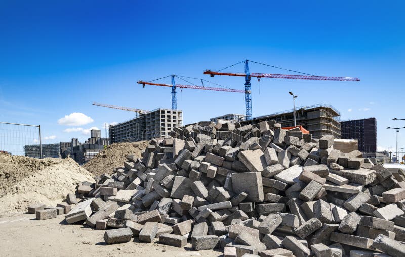 Bricks and Construction Debris at the Construction Site Stock Photo ...