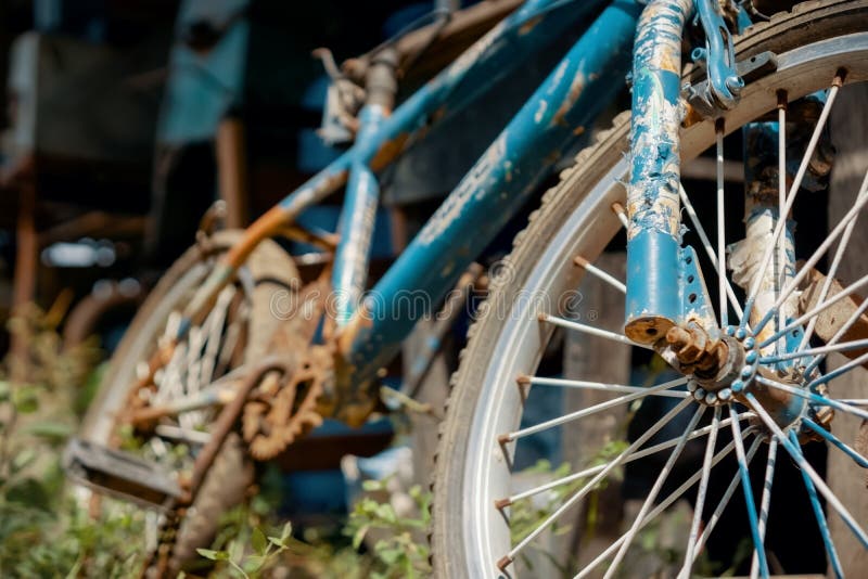 Broken Rusty Old Bicycle stock photo. Image of focus - 145158672