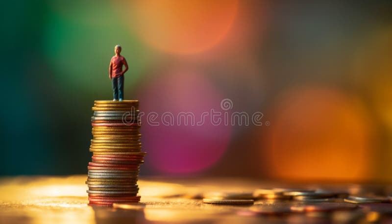 Selective Focus on Businessman Hand Stacking Money Generated by AI ...