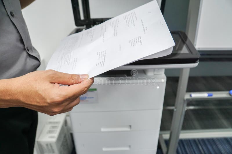 Businessman Use Touch Screen of Multi Function of Office Printer Stock ...