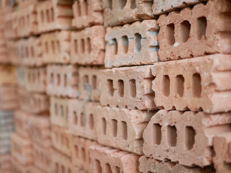 Selective Focus of Clay Bricks Used in House Construction Stock Photo ...