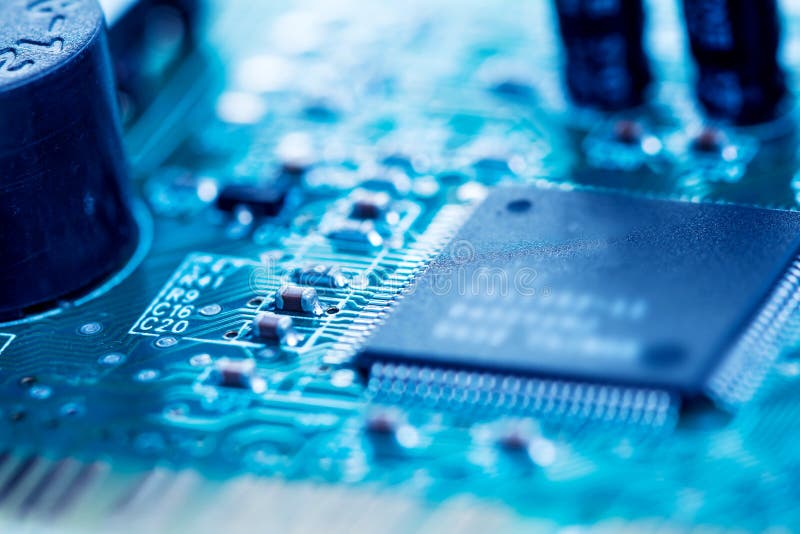 Selective Focus of Close Up Computer Electronic Circuit Board Stock ...