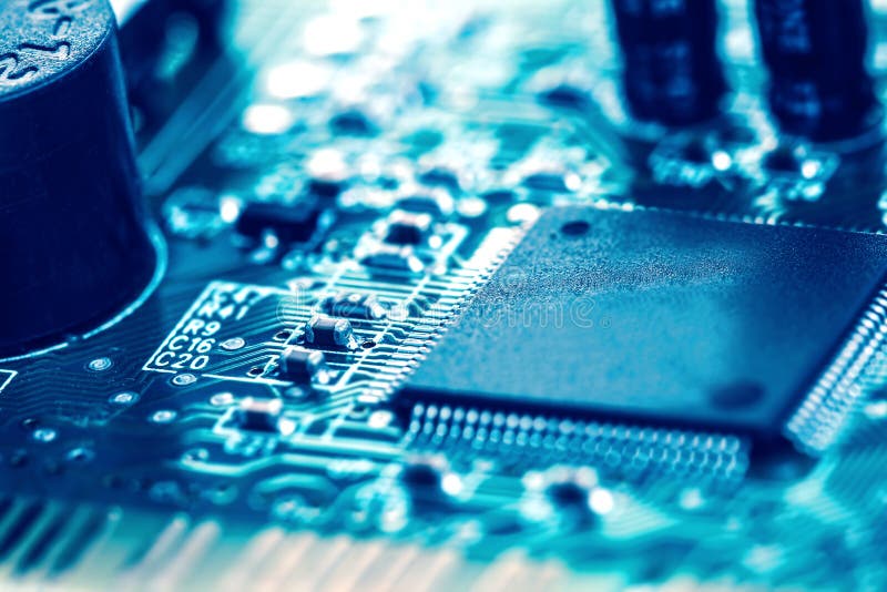 Selective Focus of Close Up Computer Electronic Circuit Board, E Stock ...