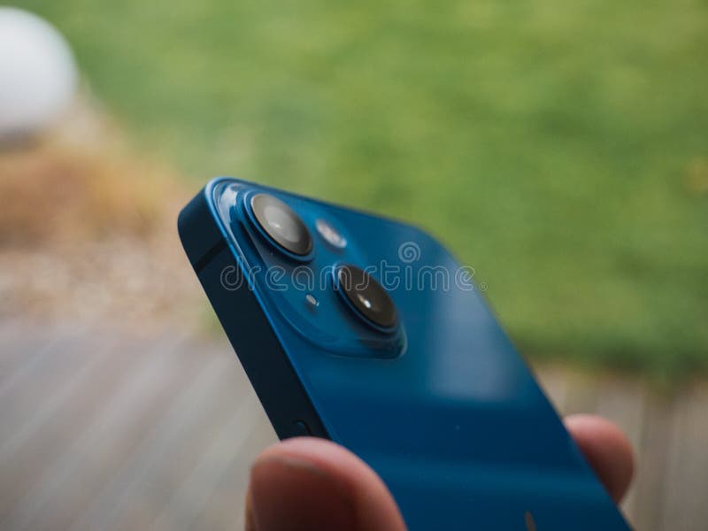Selective Focus Closeup of Apple IPhone 13 Blue Details of the Backside ...
