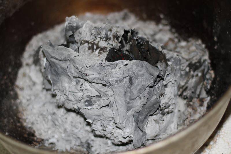 Selective Focus Closeup of the Ash from the Fire Burned Paper Inside a ...