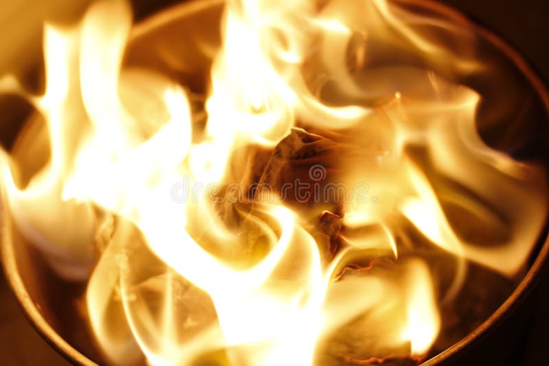 Selective Focus Closeup of the Burning Paper Inside a Bowl Stock Image ...