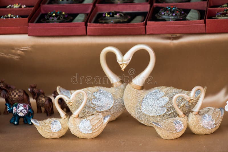 Selective Focus Closeup Shot of Swan and Elephant Statuettes Perfect ...