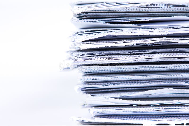 Selective Focus of Closeup Stack of White Newspaper Paper Stock Photo ...