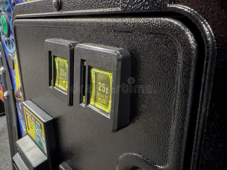 Selective Focus on the Coin Slot on an Arcade Machine Inside a Video ...