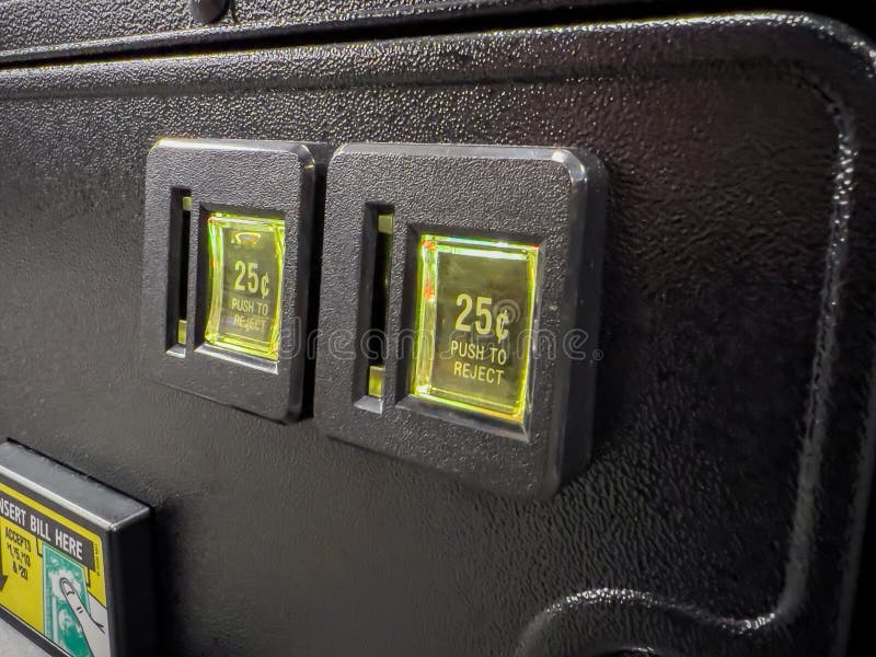 Selective Focus on the Coin Slot on an Arcade Machine Inside a Video ...