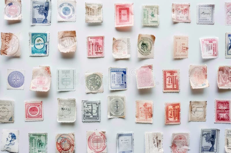 Selective Focus on a Collection of Fictional Used Postage Postmarks and ...