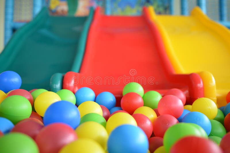 Selective Focus on Colorful Balls in Pool on the Children Playgr Stock ...