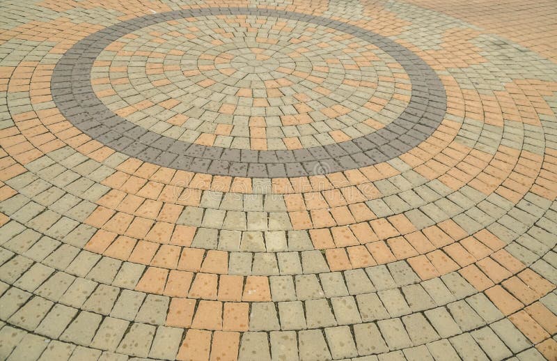 Colorful Brick on the Pavement in Circle Shape Stock Photo - Image of ...