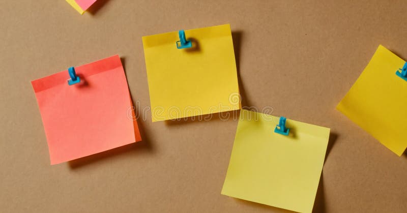 Selective Focus of Colorful Sticky Notes and Paper Clips. Flat Lay, Top ...
