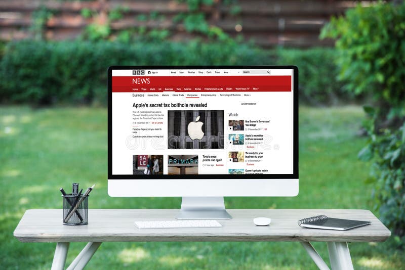 Selective Focus of Computer with Bbc News Website at Table Editorial ...