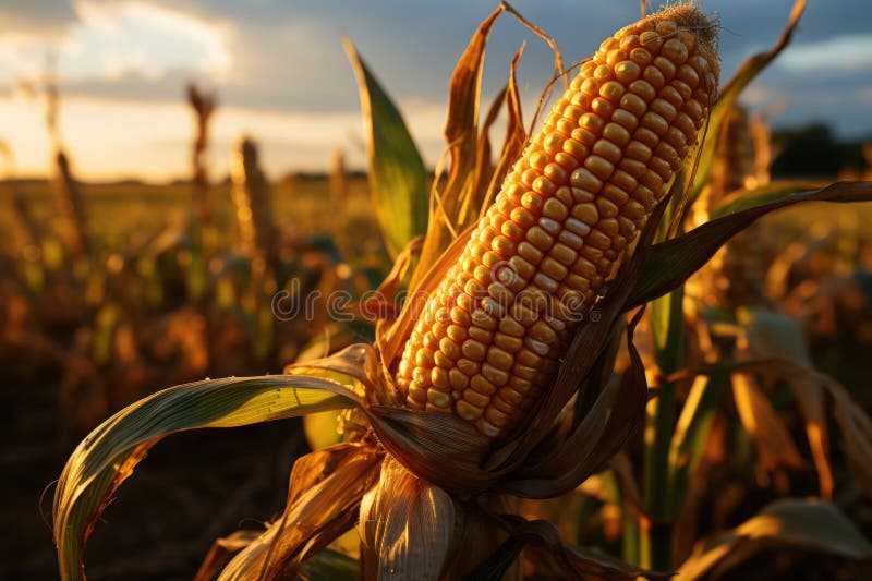 A Selective Focus of Corn Spike in the Organic Corn Stock Illustration ...
