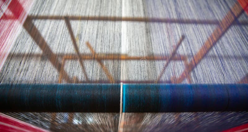 Selective Focus of Cotton Thread on Weaver Machine. Thai Cotton ...