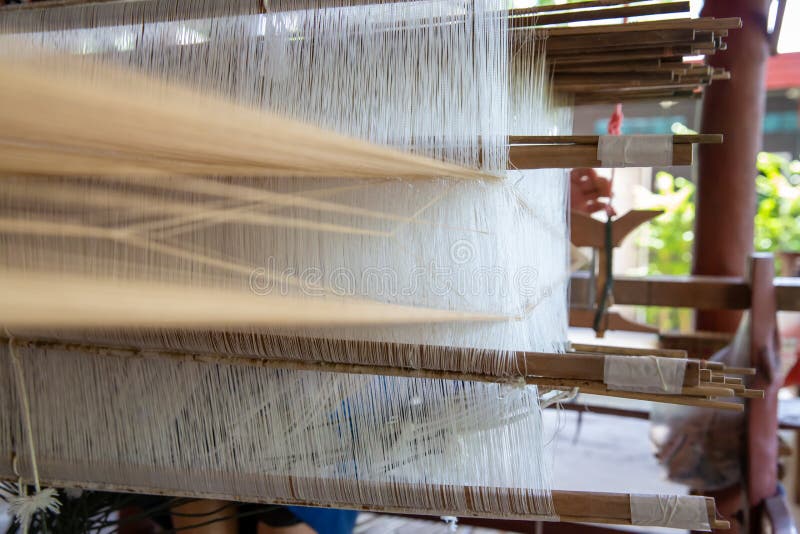 Selective Focus of Cotton Thread on Weaver Machine. Thai Cotton ...