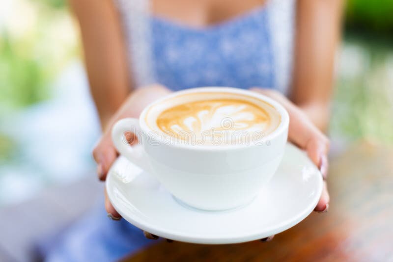 Selective Focus a Cup of Hot Coffee in Lady Hand Stock Photo - Image of ...