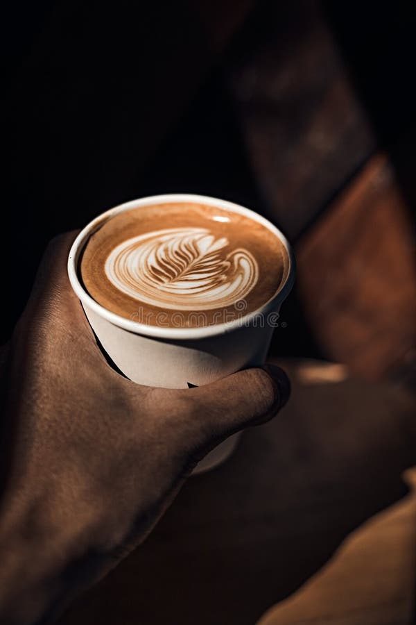 Selective Focus Cup of Hot Latte Art Coffee Stock Image - Image of ...