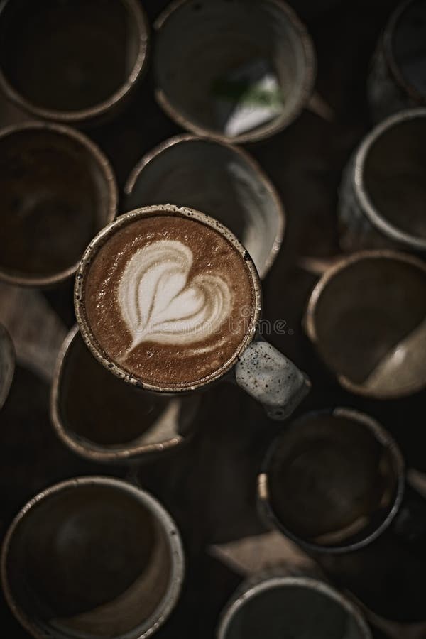 Selective Focus Cup of Hot Latte Art Coffee Stock Image - Image of ...
