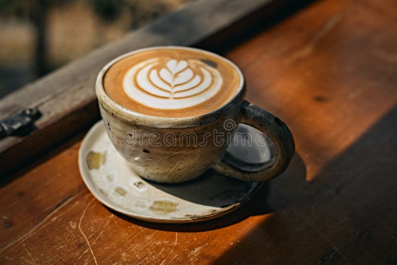 Selective Focus Cup of Hot Latte Art Coffee Stock Image - Image of ...