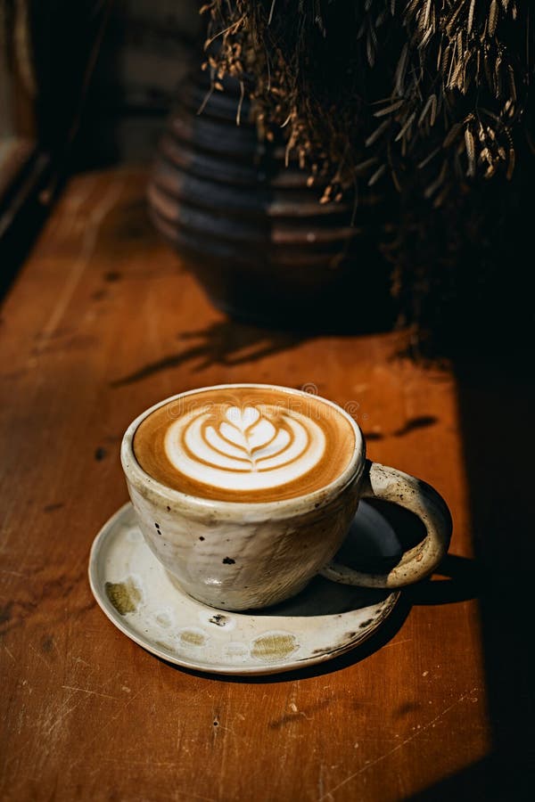 Selective Focus Cup of Hot Latte Art Coffee Stock Image - Image of ...