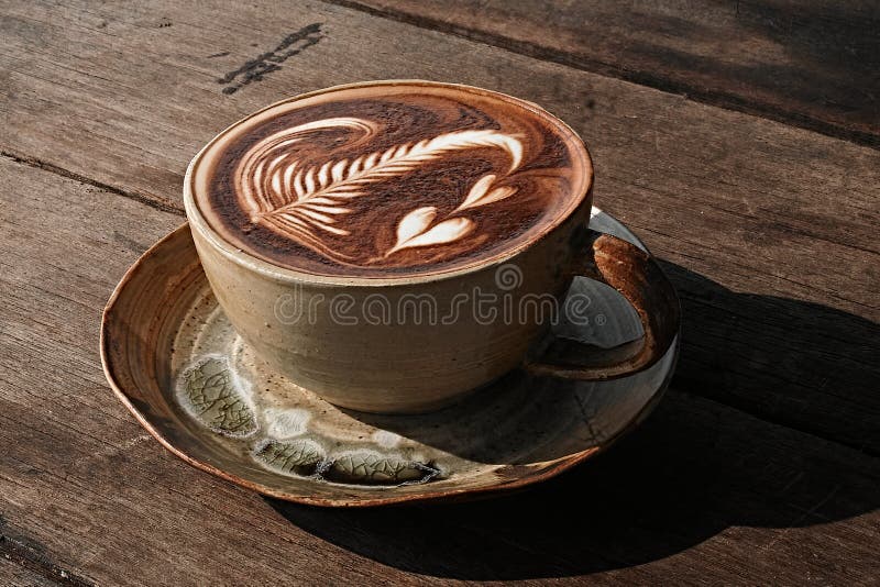 Selective Focus Cup of Hot Latte Art Coffee Stock Image - Image of ...