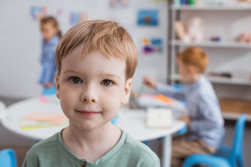 Selective Focus of Cute Little Boy Stock Image - Image of candid, study ...