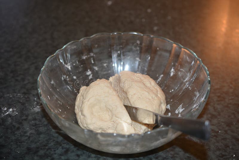Pizza Dough Being Split into Two Balls Stock Image - Image of kneeding ...