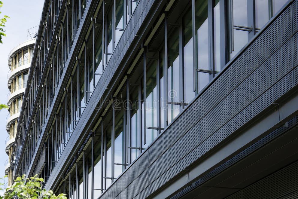 Selective Focus on the Diagonal Design of the Facade Made of Glass and ...