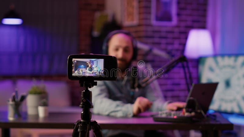 Selective Focus on Digital Video Camera Screen Recording Influencer ...