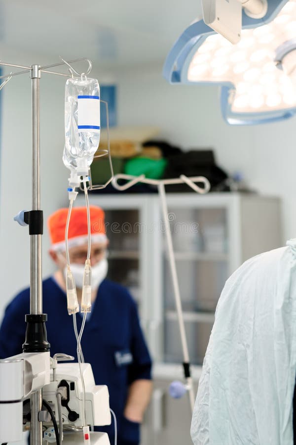 Selective Focus on Drip System and Saline Plastic Bag. Stock Image ...