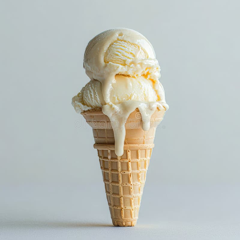 Selective Focus on an Empty Ice Cream Cone, Fallen and Isolated on a ...