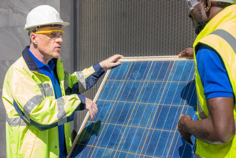 Selective Focus at Engineer Face. African and Caucasian Engineer ...