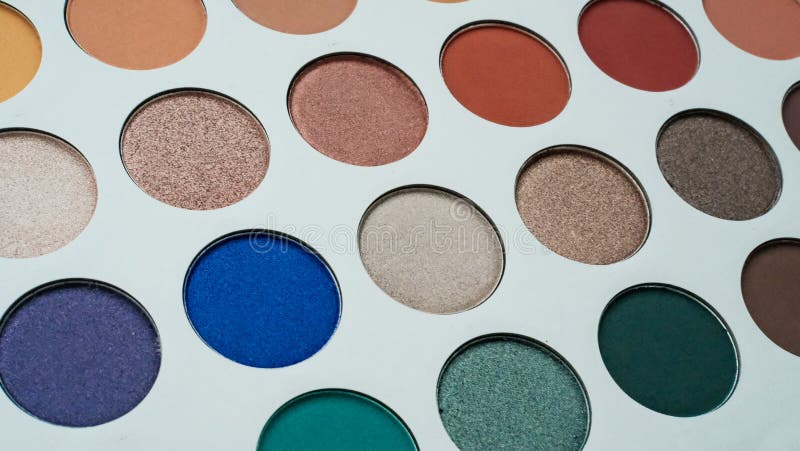 Selective Focus of Eyeshadow Palette with Various Colors in Pearly and ...