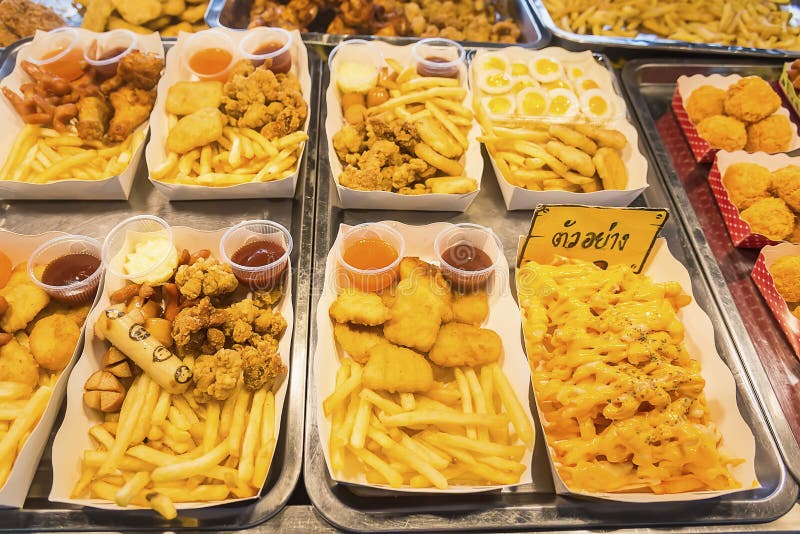 Selective Focus of Fast Food in a Paper Box with a Serving Stock Image ...