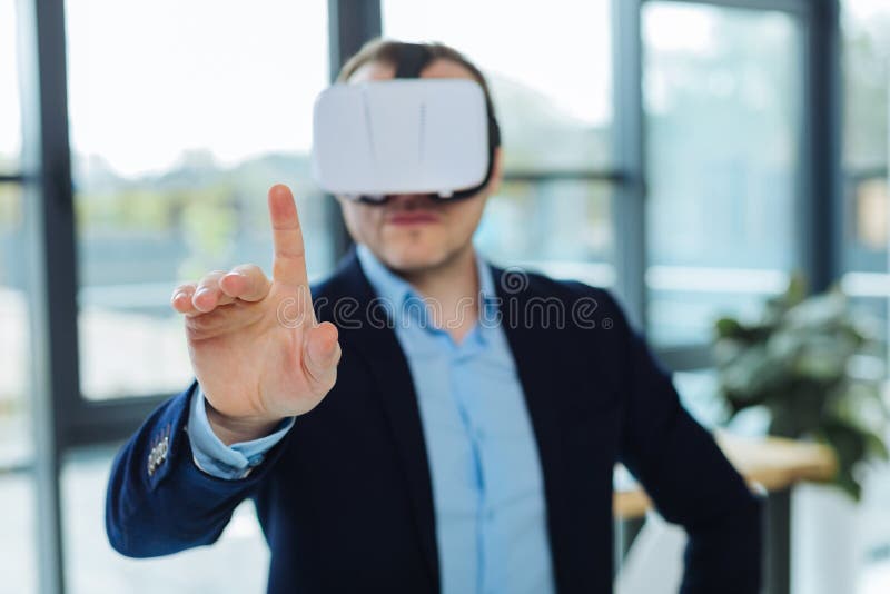 Selective Focus of a Finger Pressed To the Sensory Panel Stock Photo ...