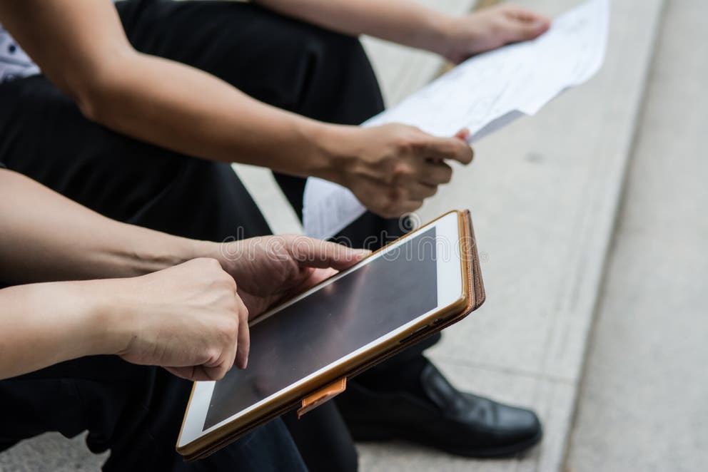 Selective Focus on Finger Work on Tablet Stock Photo - Image of bright ...