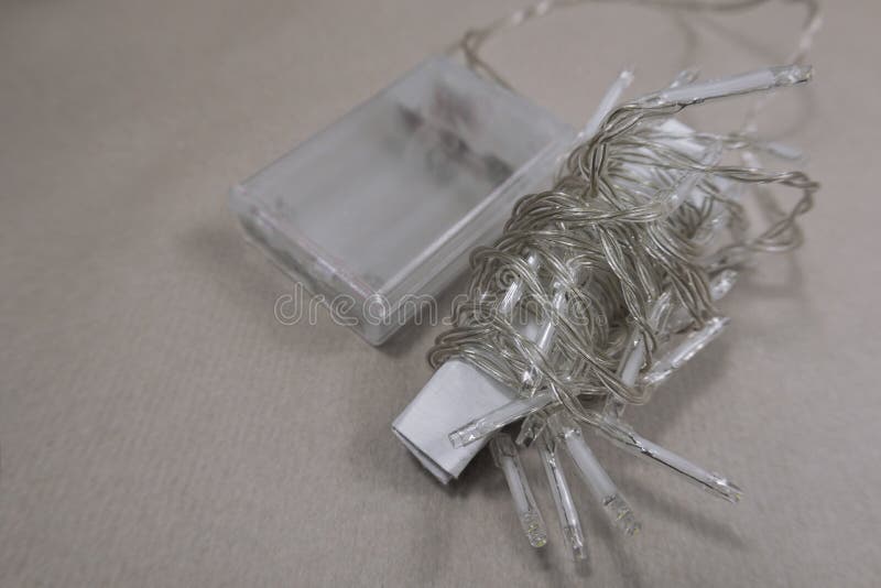 Selective Focus Flat Lay String Christmas Lights Storage. Neatly ...