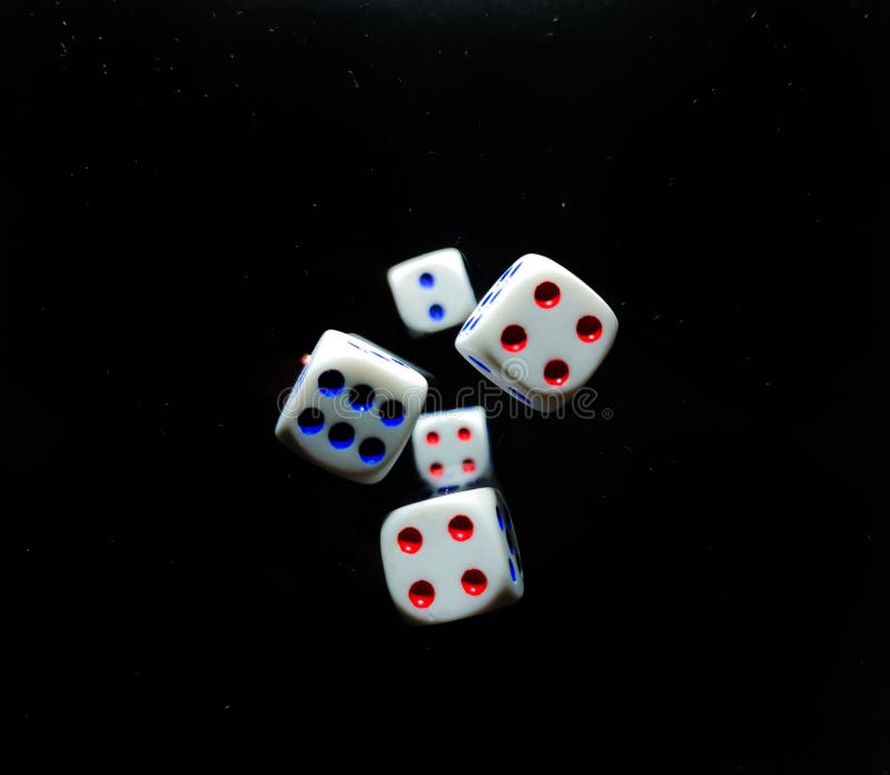 Selective Focus.Flying Dice on a Black Background Stock Photo - Image ...