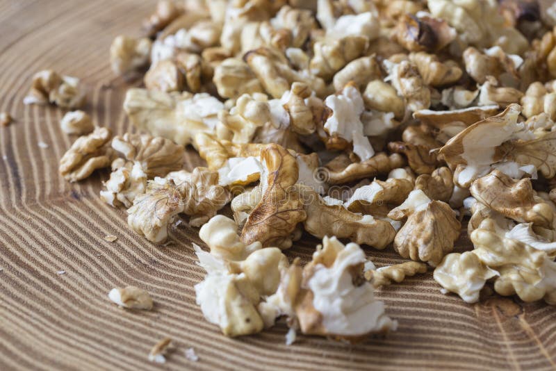 A Selective Focus on Fresh De-shelled Walnuts Stone Fruit Placed on ...