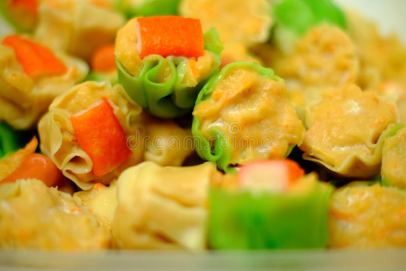 Selective Focus, Full Frame Homemade Dim Sum in Various Colors Stock ...
