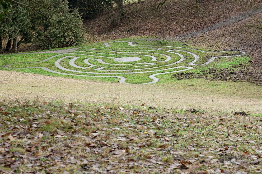 Selective Focus on General View of the Labyrinth Shaped Like Grass on ...