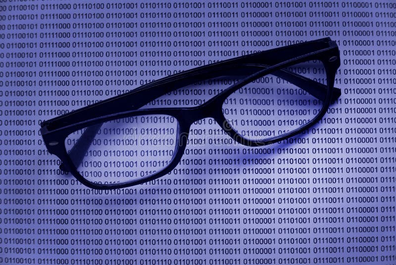 Selective Focus of Glasses on a Paper with Binary Code Stock Photo ...