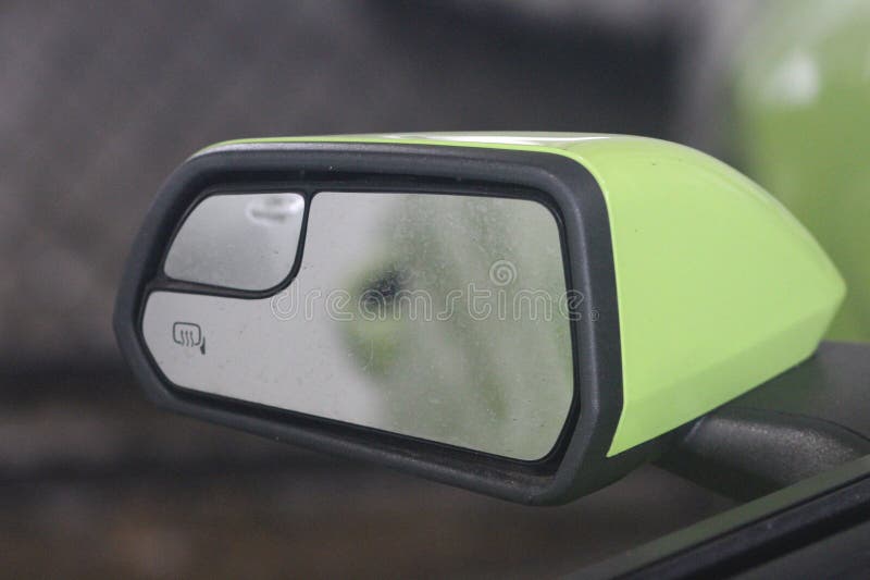 Selective Focus on a Green Car S Side Mirror Stock Photo - Image of ...